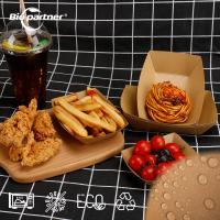 China Heavy Duty Disposable Kraft Brown Paper Food Trays Biodegradable 100000 MOQ for sale