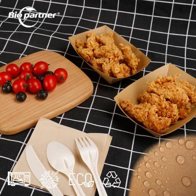 China Custom Size Disposable Paper Food Boats Snack Holder Tray Takeaway Carrier 100000 MOQ for sale