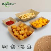 China Biodegradable Kraft Paper Food Boat Tray 100pcs Disposable Fried Chicken Snack Holder Hot Dog Box for sale