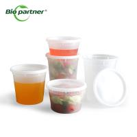 China Round Plastic Disposable Food Storage Container 8oz 16oz with Lid Microwavable Safe for sale