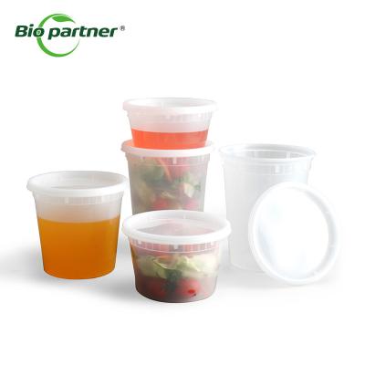 China Round Plastic Disposable Food Storage Container 8oz 16oz with Lid Microwavable Safe for sale