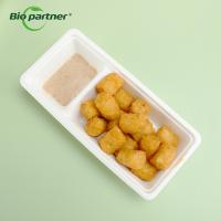China Disposable Biodegradable Tableware Sugarcane Bagasse Waffle Hotdog Take out Snack Tray for sale