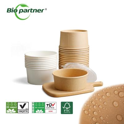 China Kraft Paper Bowl Disposable Take Away Food Container 10 Sizes PLA Coating for sale