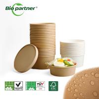 China Kraft Paper Disposable Salad Bowl 10 Sizes Biodegradable Food Container with Lid for sale