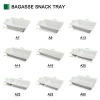China Compostable Sugarcane Bagasse Disposable Hot Dog Snack Tray 100000 MOQ Microwave Safe for sale