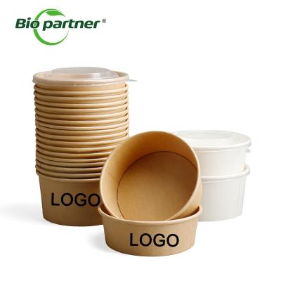 China Disposable Kraft Paper Bowls with Lids 10 Sizes Biodegradable PLA Coating for Food Takeaway for sale