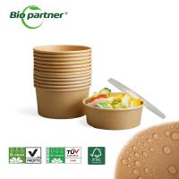 China Disposable Kraft Paper Salad Bowl with Lid 10 Sizes Biodegradable Food Container for sale