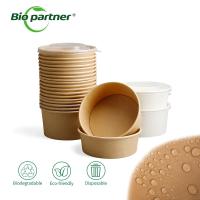China Disposable Kraft Paper Salad Bowl with Lid 10 Sizes Biodegradable Food Container for sale