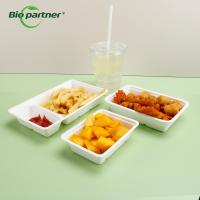 China 100% Biodegradable Bagasse Snack Box Tray for Party Food Natural Color Microwave Safe for sale