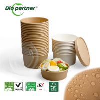 China Customized Disposable Brown Kraft Paper Salad Rice Soup Bowls 50000 Pieces MOQ Biodegradable for sale