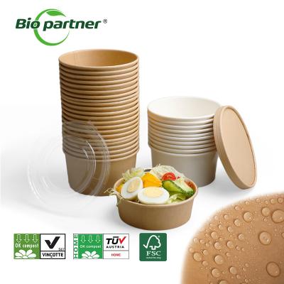 China Customized Disposable Brown Kraft Paper Salad Rice Soup Bowls 50000 Pieces MOQ Biodegradable for sale