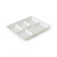 China 5 Compartment 6 Partition 730ml Sugarcane Bagasse Meat Tray for Baking Hot Dog Fish for sale