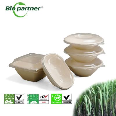 China Biodegradable Sugarcane Bagasse Pulp Bowl 12oz 32oz Compostable Takeaway Food Container for sale