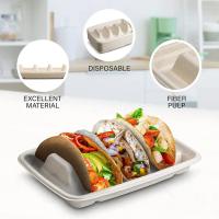 China Biodegradable Sugarcane Bagasse Taco Holder Tray 20000pcs Custom Size for Restaurant Serving for sale