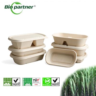 China Biodegradable Sugarcane Bagasse Square Bowls with Lids 24oz 32oz 40oz 46oz for sale