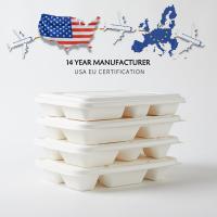 China 100% Environment-friendly 5-compartment Square Sugarcane Bagasse Tableware Food Tray for sale