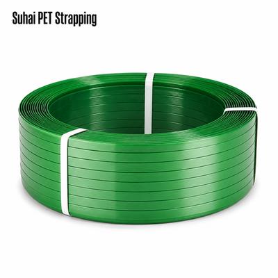 China Export Grade 12mm Tali Strapping PET Packing Strap 3360N Low Camber for sale