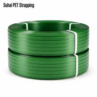 China Export Grade 12mm Tali Strapping PET Packing Strap 3360N Low Camber for sale