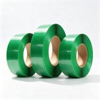 China 13mm Green PET Strap 4160N Compact Carton Bundling Plastic Strapping Roll for sale
