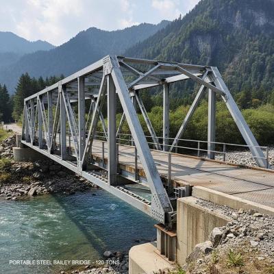 China Portable Steel Bailey Bridge with 120 Tons Load Capacity, Modular Design, and Hot Dip Galvanized Finish for sale
