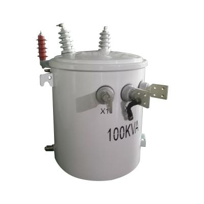 China 100KVA Single Phase Pole Mounted Oil Type Transformer 13.8kV to 0.24kV with 240W No-load Loss and 1650W On-load Loss for sale