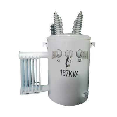 China 167kVA Single Phase Pole Mounted Distribution Transformer 12kV with 98.33% Efficiency and 1.8-4% Impedance for sale