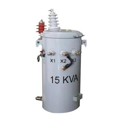 China 15kVA Pole Mount Distribution Transformer Single Phase Oil Immersed 4160V to 240V with 98.82% Efficiency for sale