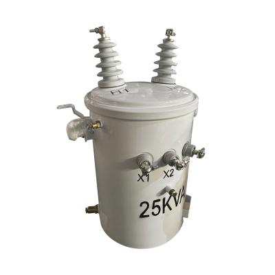 China 25kVA Single Phase Pole Mounted Distribution Transformer 13.2KV to 240V 48 dBA 470 lb for sale