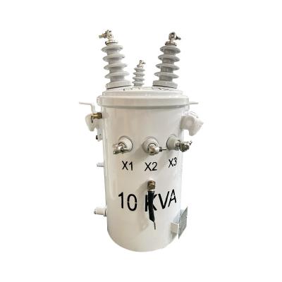 China 10kVA Single Phase Pole Mounted Oil Immersed Transformer 4160V to 240V 60Hz for sale