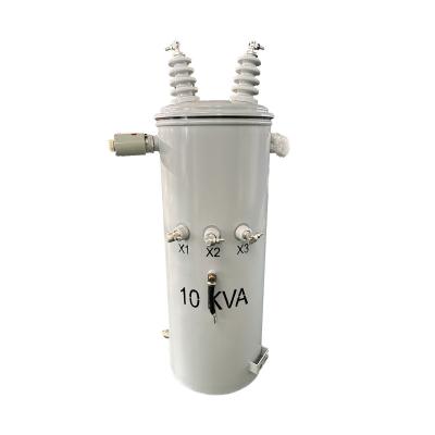 China 10 KVA Single Phase Pole Mounted Transformer 12470V to 240V Oil Immersed Copper Winding for sale