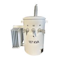 China Single Phase Pole Mounted Distribution Transformer 167kVA 34500V to 240V 60Hz Copper Winding for sale