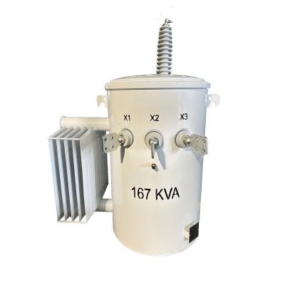 China Single Phase Pole Mounted Distribution Transformer 167kVA 34500V to 240V 60Hz Copper Winding for sale