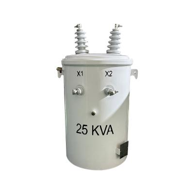 China 25kVA Single Phase Pole Mounted Distribution Transformer Oil Immersed 13.8kV to 277V for sale
