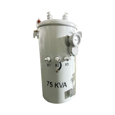 China 75kVA Single Phase Pole Mounted Oil Type Distribution Transformer 2400/4160GrdY to 120/240V for sale