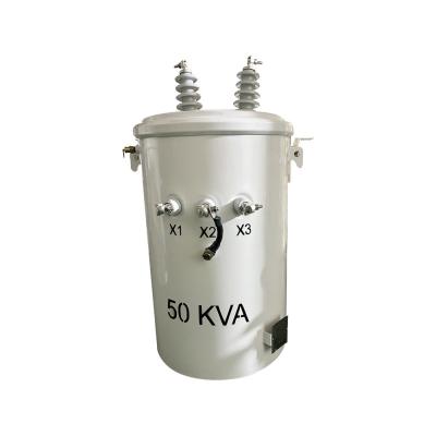 China 50kVA Single Phase Oil Immersed Pole Mounted Distribution Transformer 12470V to 277V for sale