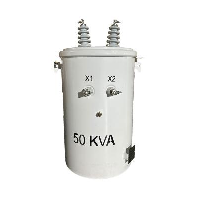 China 50KVA Single Phase Pole Distribution Transformer  Oil immersed 12470V To 277V for sale