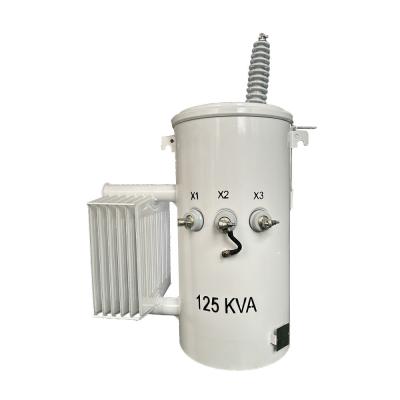China 125KVA Single Phase Pole Mounted Oil Immersed Distribution Transformer 34.5kV to 120/240V for sale