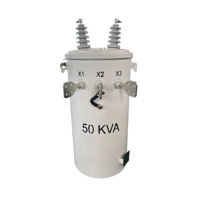China 50kVA Single Phase Pole Mounted Transformer Oil Immersed 4160V to 120/240V Distribution for sale