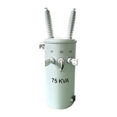 China 75KVA Single Phase Pole Mounted Transformer 34500V to 120V Oil Cooled 60Hz for sale