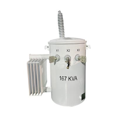 China Single Phase Pole Mounted Distribution Transformer 167kVA 34.5kV to 120/240V Dual Winding for sale