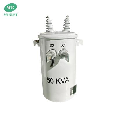 China 50kVA Single Phase Pole Mounted Transformer 4160V to 120/240V Copper Winding Oil Type for sale