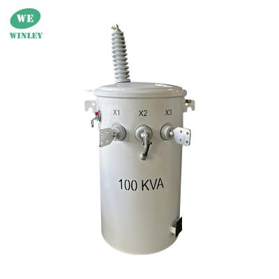 China 100kva Single Phase Pole Mounted Electrical Distribution Transformer 34.5KV To 120V for sale