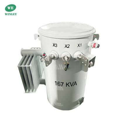 China CSP Type 167kVA Single Phase Pole Mounted Distribution Transformer 4160V Oil Immersed ANSI IEEE CSA Standard for sale