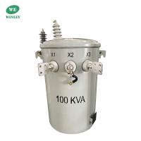 China 100KVA Single Phase Pole Mounted Distribution Transformer Oil Immersed 12470V 304SS Tank 60Hz for sale
