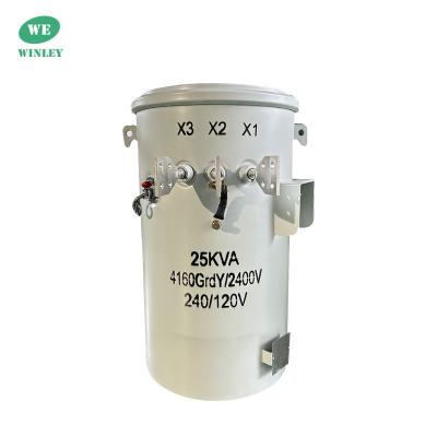 China 25 KVA Single Phase Pole Mounted Distribution Transformer Oil Immersed 4160V to 120V 100 Hz for sale
