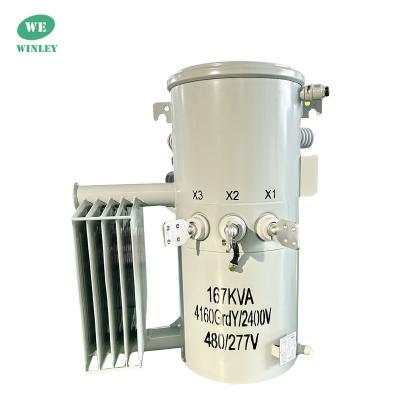 China 167kVA Single Phase Pole Mounted Transformer 12.47kV Oil Immersed ANSI IEEE DOE 2016 Overhead Distribution for sale
