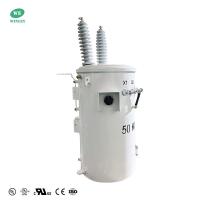 China 50 KVA Pole Mounted Overhead Distribution Transformer 24940V to 120V DOE 2016 Efficiency UL Certified for sale