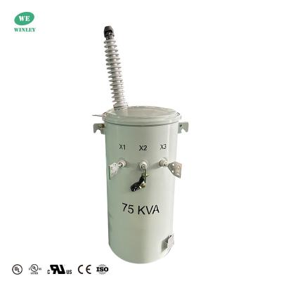 China 75 KVA Single Phase Pole Mounted Transformer 34500V to 120/240V ANSI IEEE DOE 2016 for sale