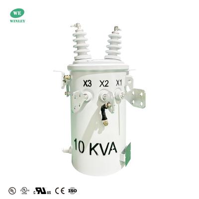 China 10KVA Oil Immersed Single Phase Pole Mounted Transformer 12470V to 120V ANSI IEEE for sale
