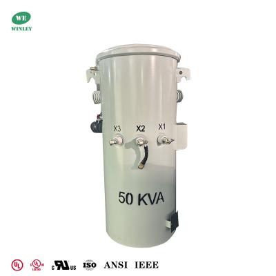 China 50kVA Single Phase Pole Mounted Transformer 4160Y to 120/240V UL Certified for sale